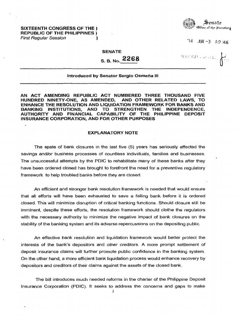 First Regular Session: Introduced Senator Sergio Osmeiia III | PDF ...
