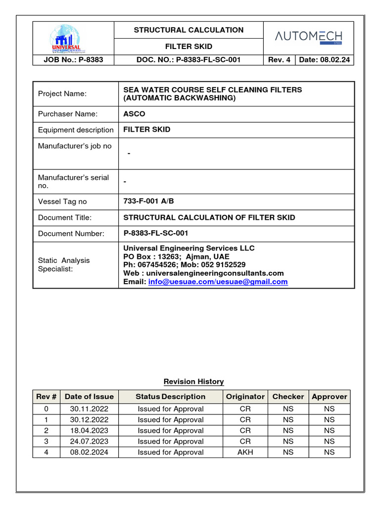 Structural Calculation For Skid - 08.02.2024 Commented | PDF | Beam ...