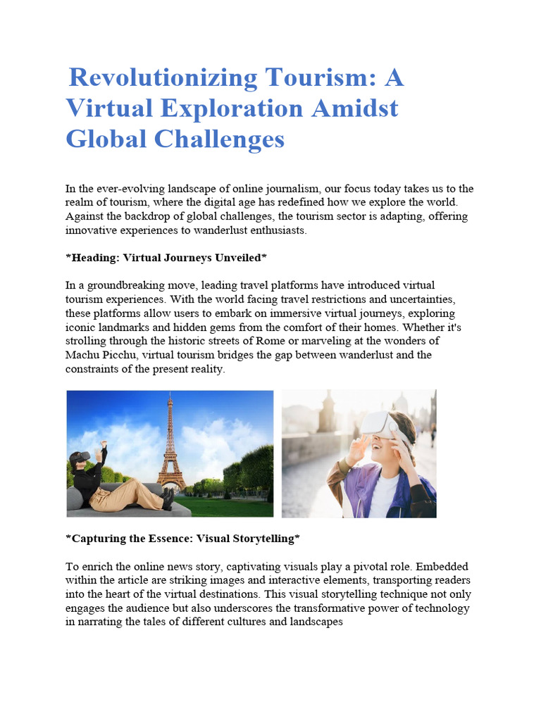 Revolutionizing Tourism: A Virtual Exploration Amidst Global Challenges ...