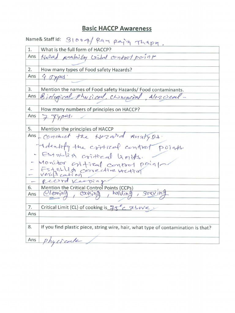 Basic Haccp Awareness File | PDF