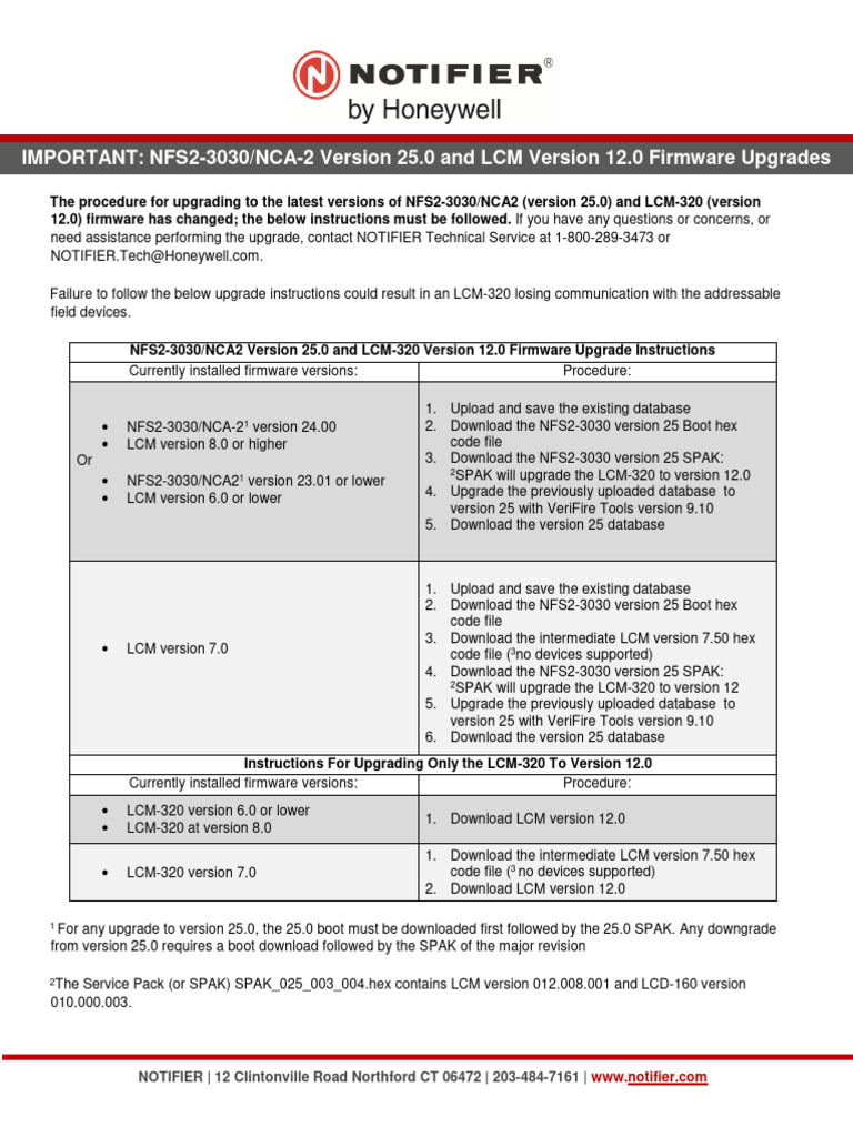 NFS2-3030 - NCA-2 - LCM - Upgrade Instructions Januay 2018 | PDF ...