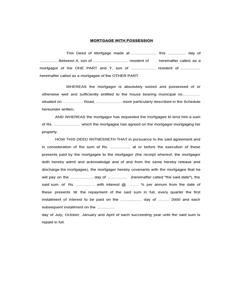 English Mortagage With Possession | PDF | Mortgage Law | Mortgage Loan
