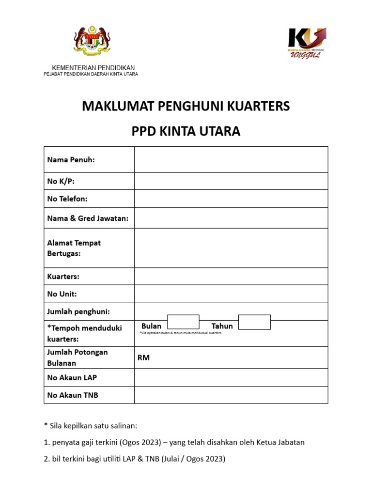 Maklumat Penghuni Kuarters | PDF