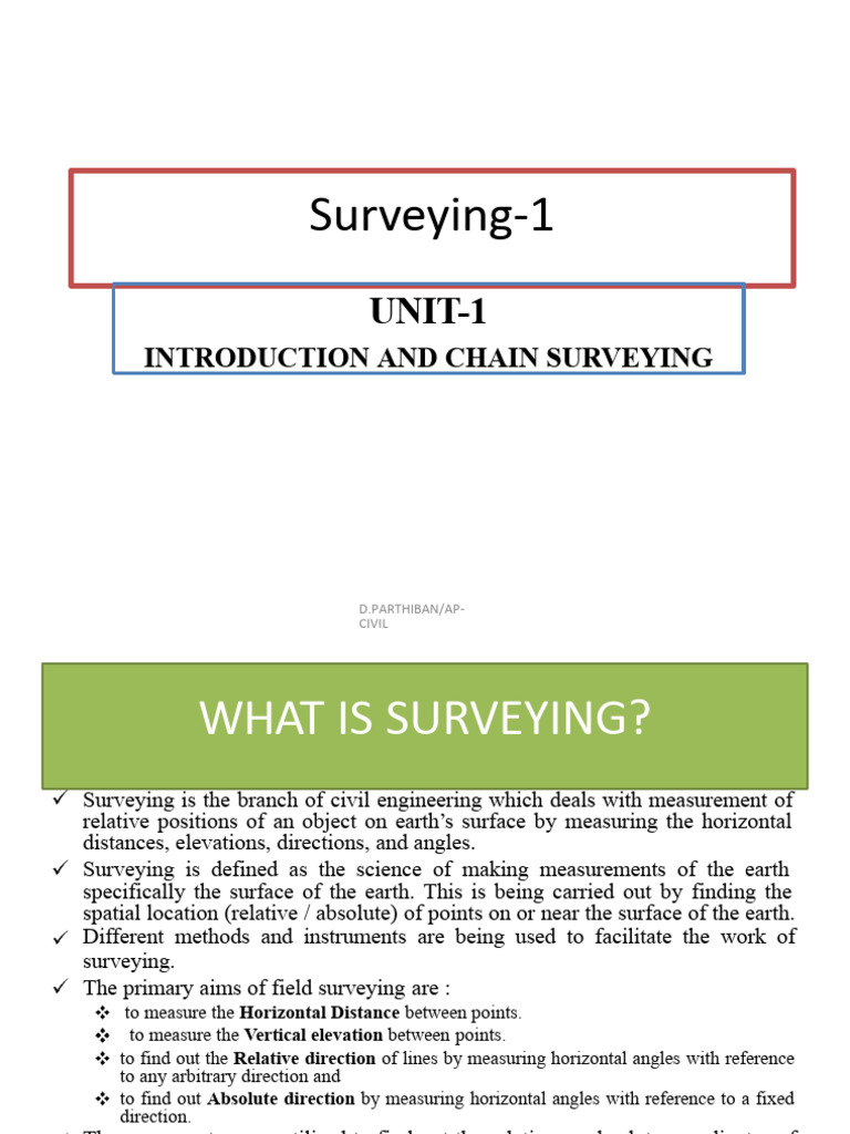 Introduction To Survey | PDF | Surveying | Foot (Unit)