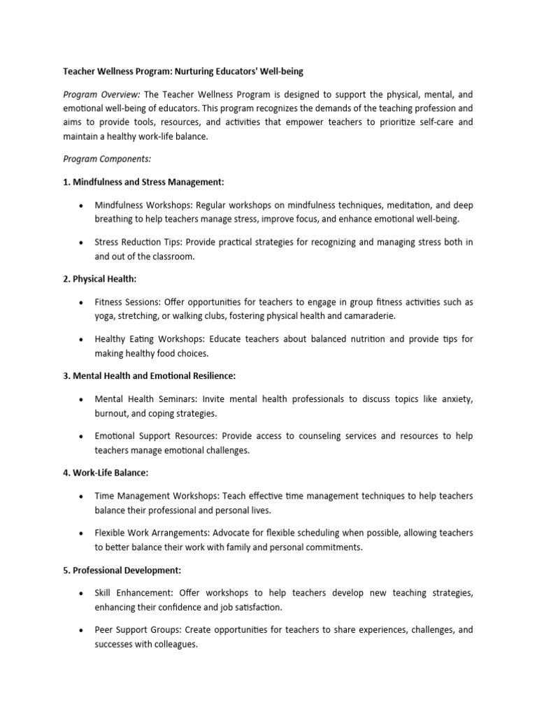 Teacher Wellness Program | PDF | Psychological Resilience | Mindfulness