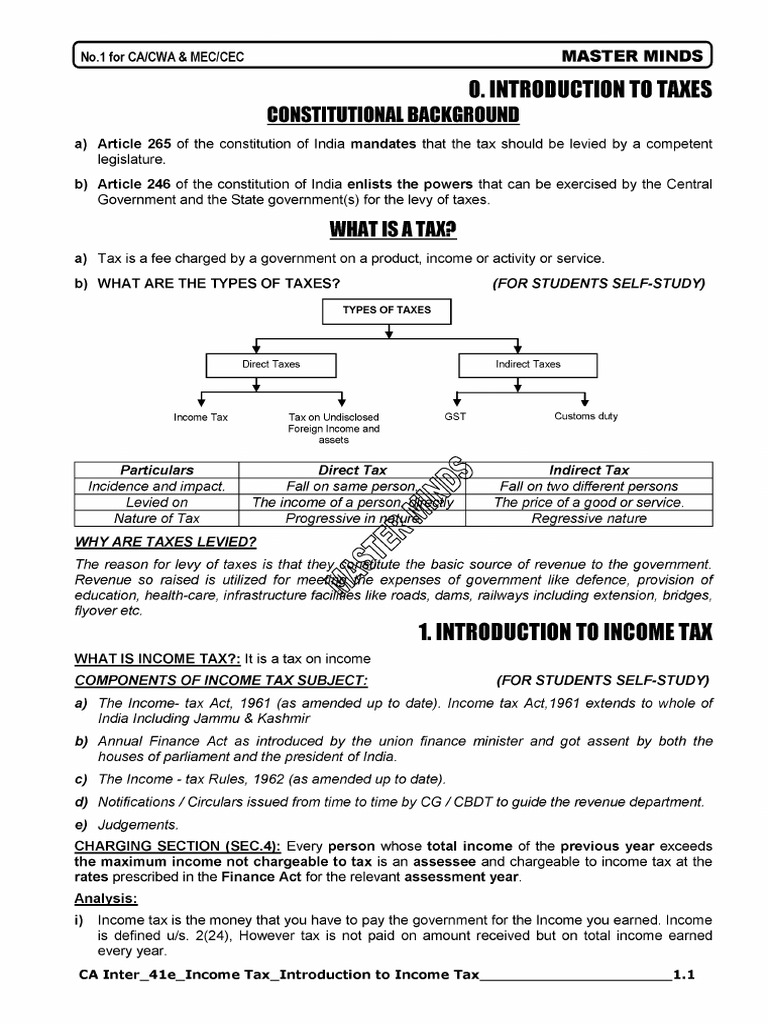 Introduction To Income Tax | PDF