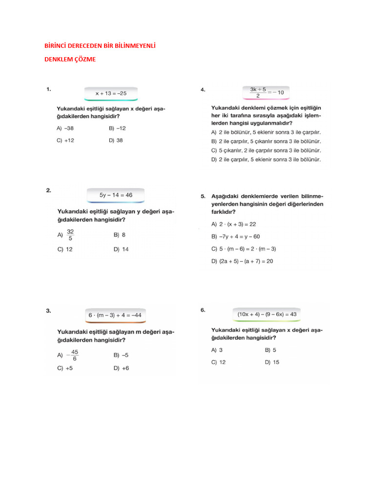 7 Sinif Matematik | PDF
