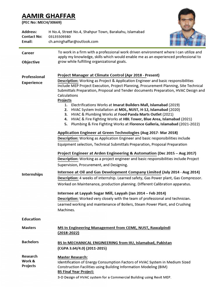 Aamir Ghaffar CV | PDF | Engineering | Physical Sciences