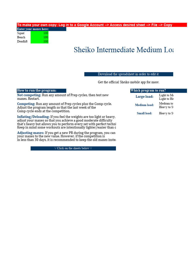 Sheiko Intermediate Medium Load | PDF | Strength Training | Weight Training