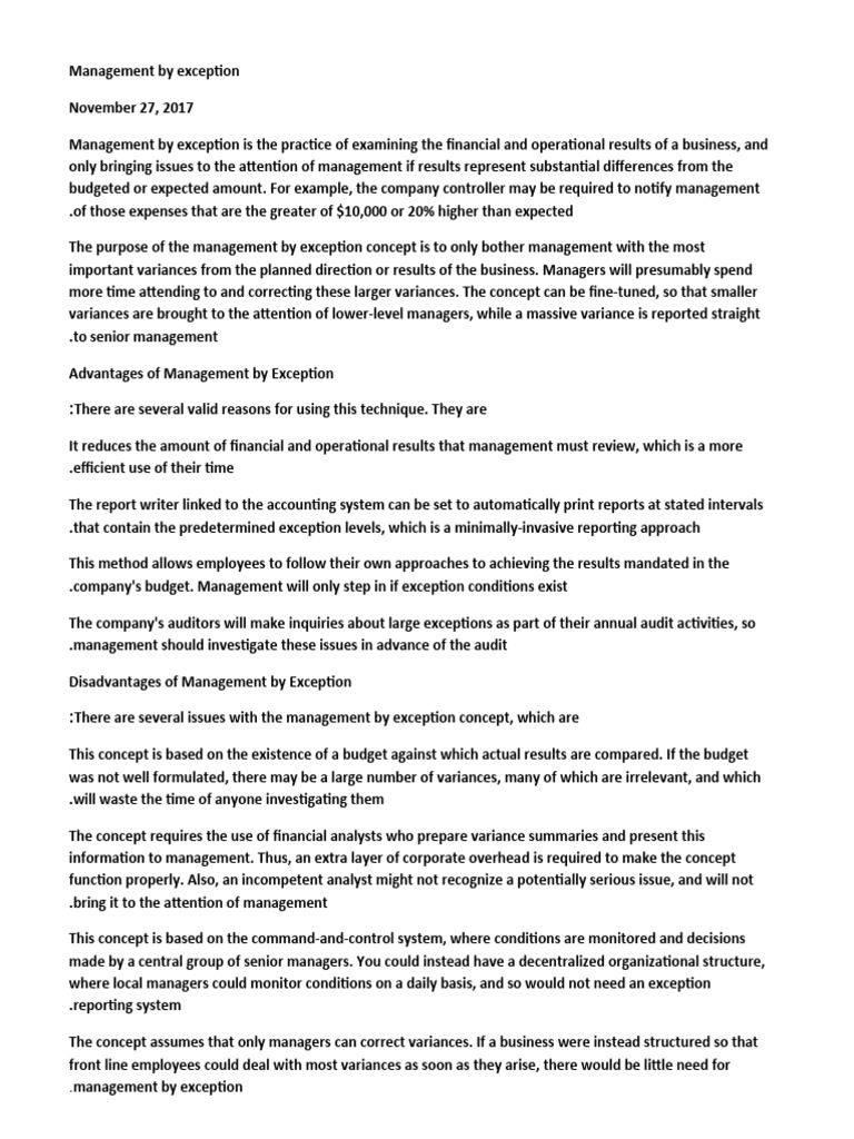 Management by Exception | Download Free PDF | Audit | Business Economics