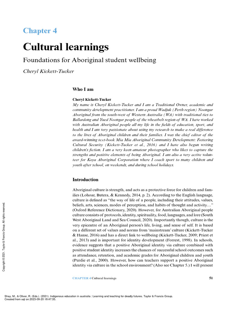 Cultural Learnings Foundations For Aboriginal Student Wellbeing | PDF ...