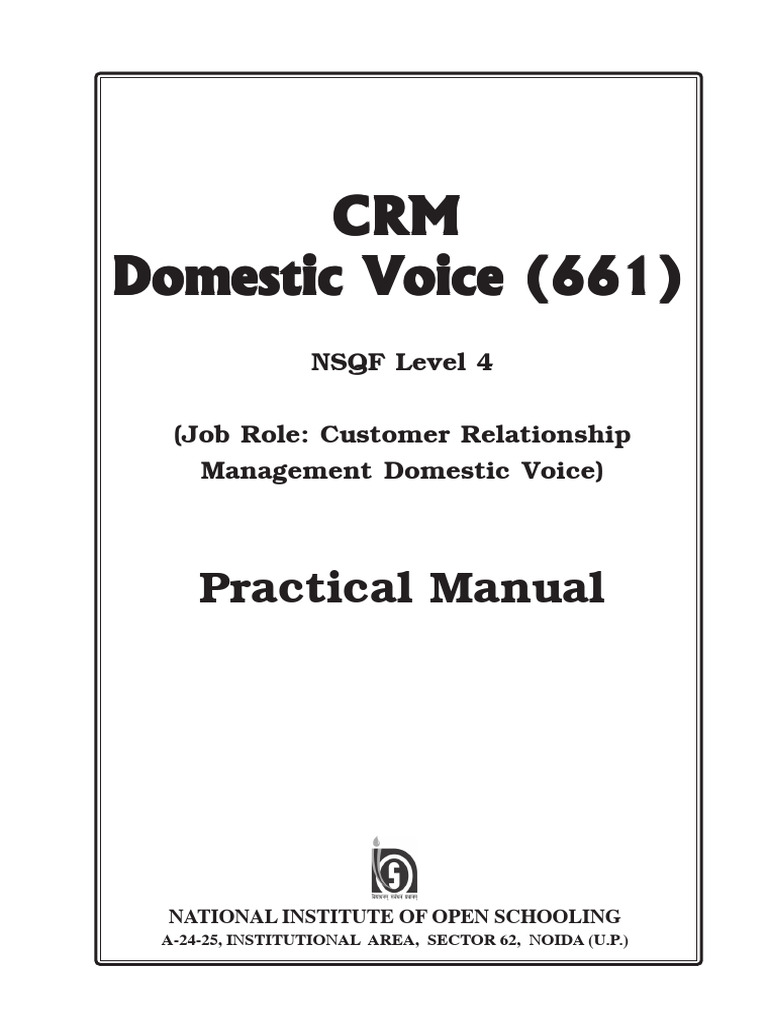 CRM Domestic Voice Practical Manual | PDF | Customer Relationship ...