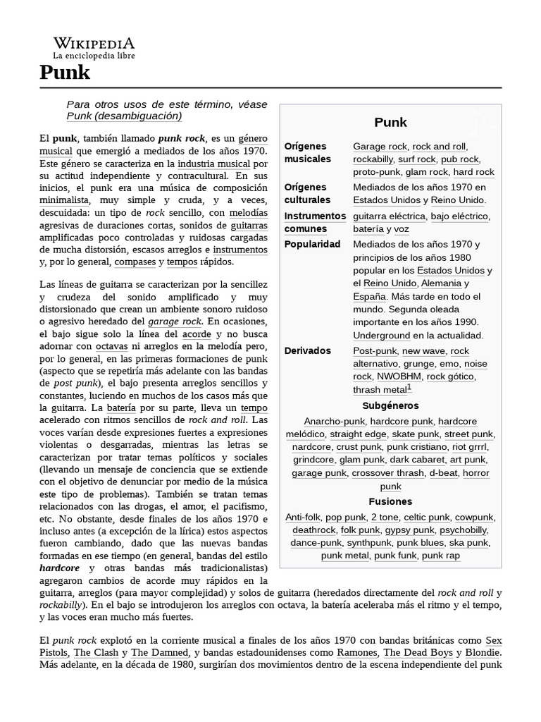 Punk | PDF | Punk rock | Subgéneros musicales