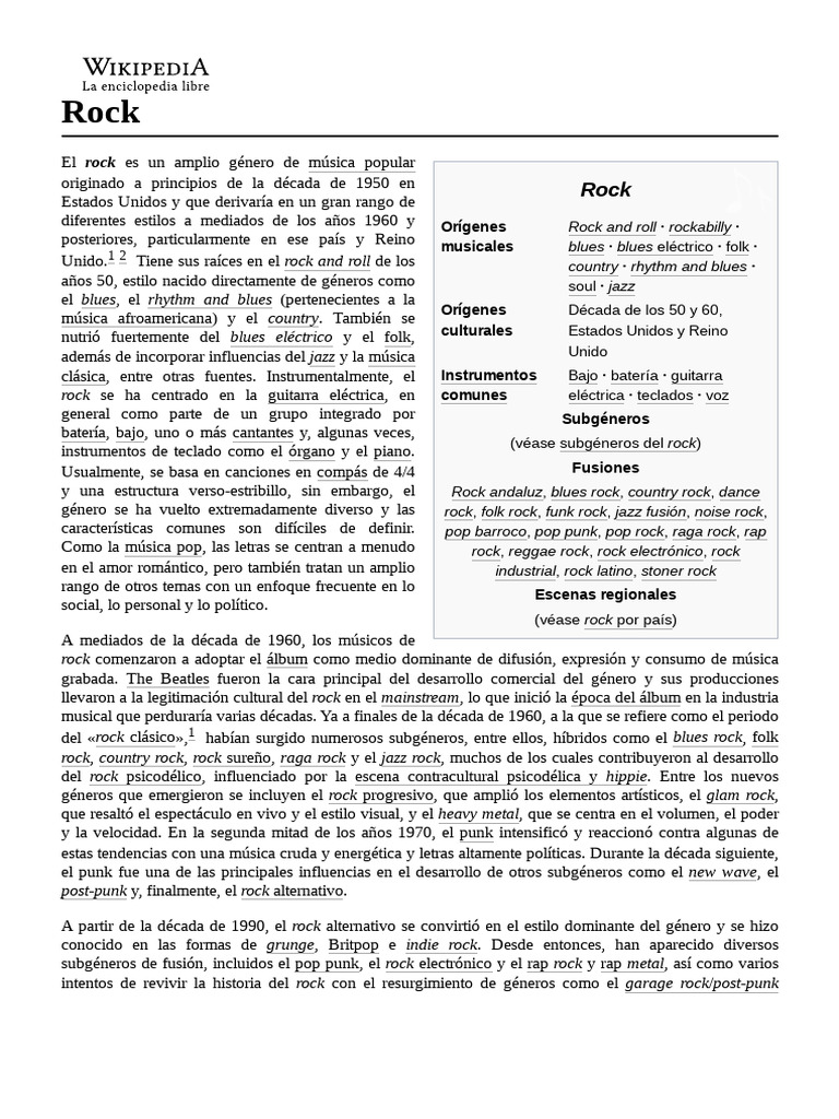 Rock | PDF | La música rock | Rock and roll