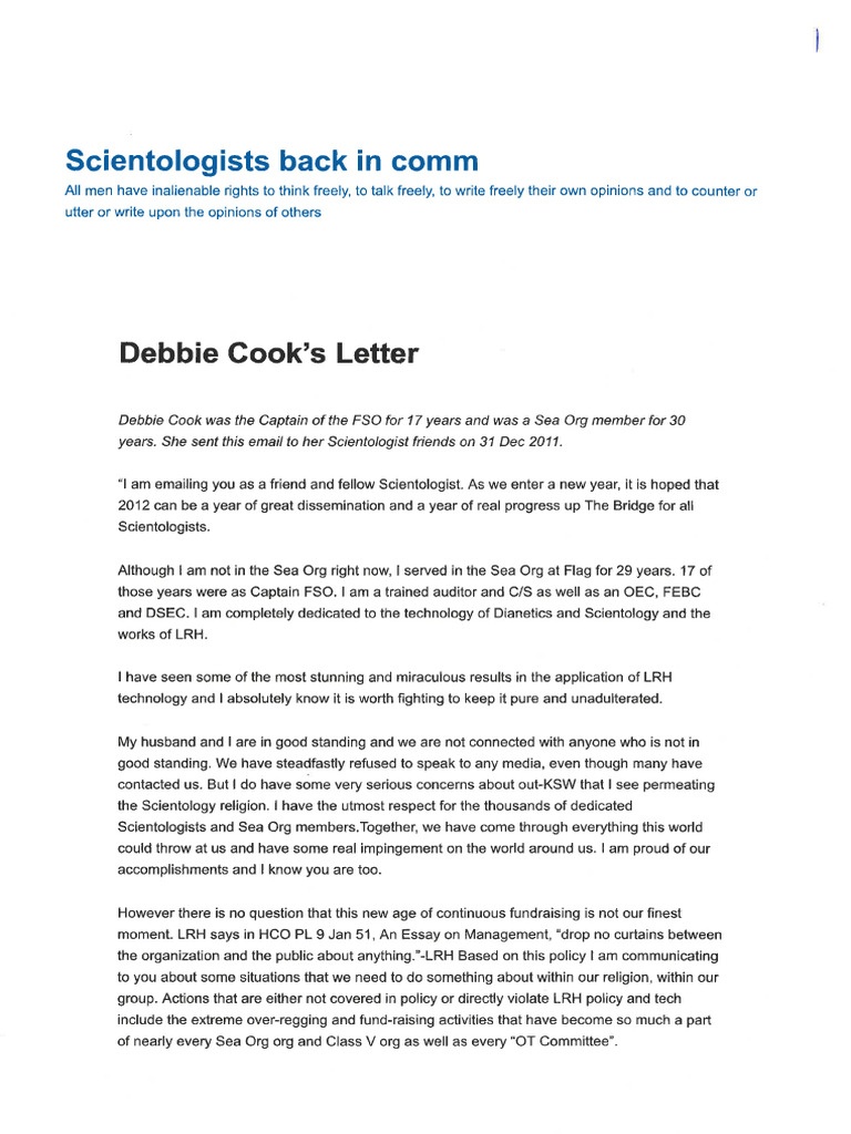 Debbie Cook Letter | PDF