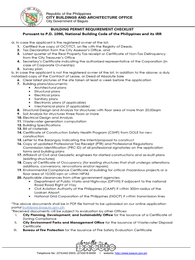 Baguio Building Permit Application Guide | PDF | Finance & Money ...