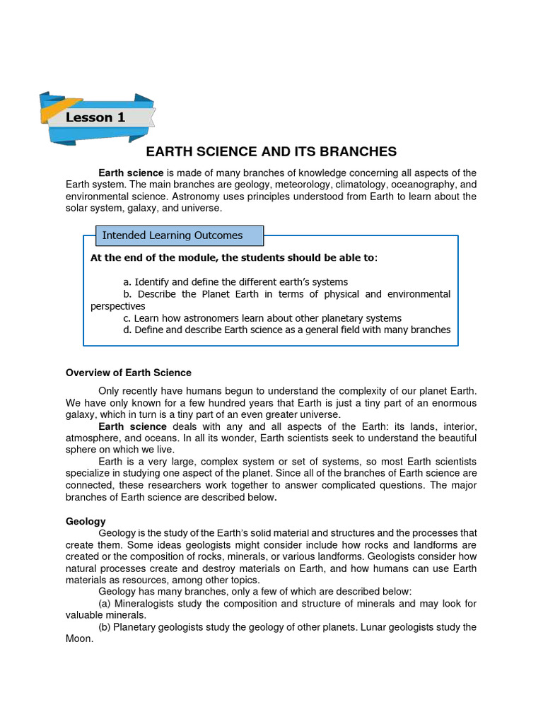 Lesson 1 - M1 Earth Science | Download Free PDF | Earth Sciences | Geology