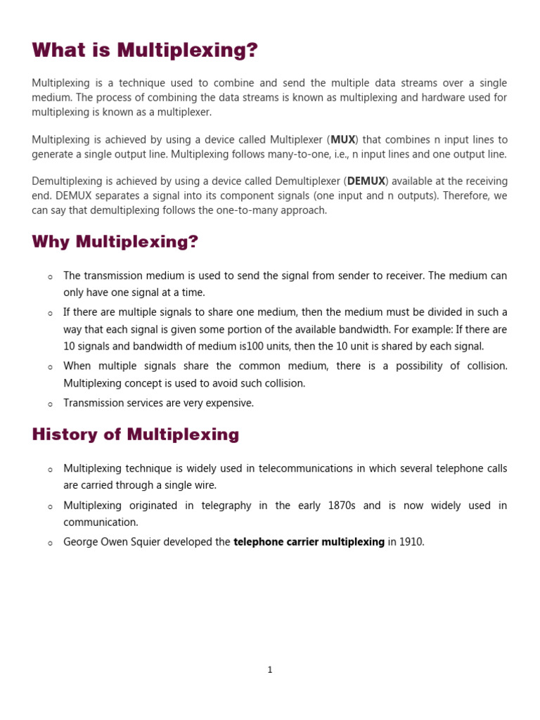 What Is Multiplexing Pdf Multiplexing Modulation