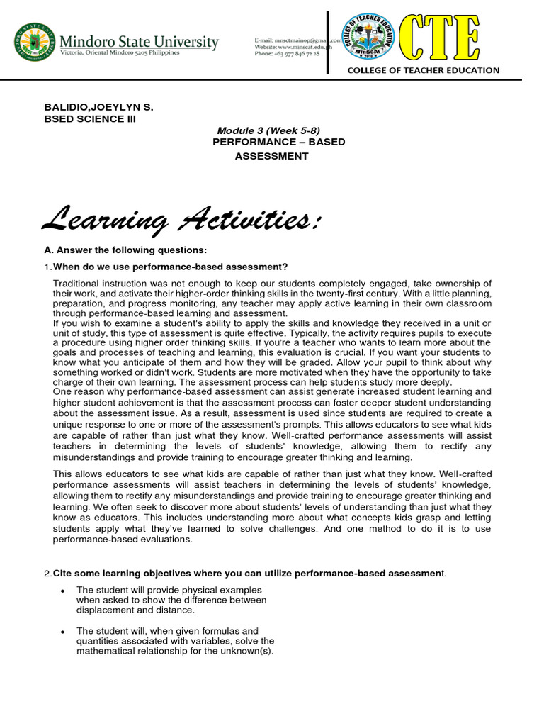 Module 3 - ASL 2 | PDF | Educational Assessment | Mathematics