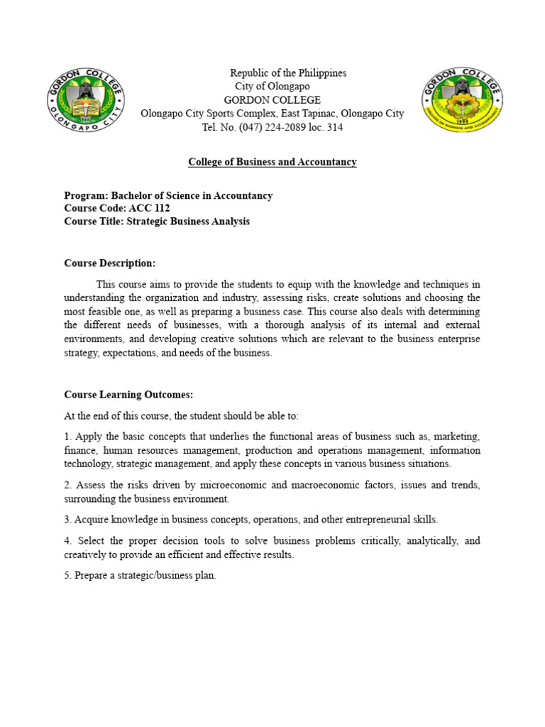 ACC112 - Strategic Business Analysis | PDF | Entrepreneurship | Analysis