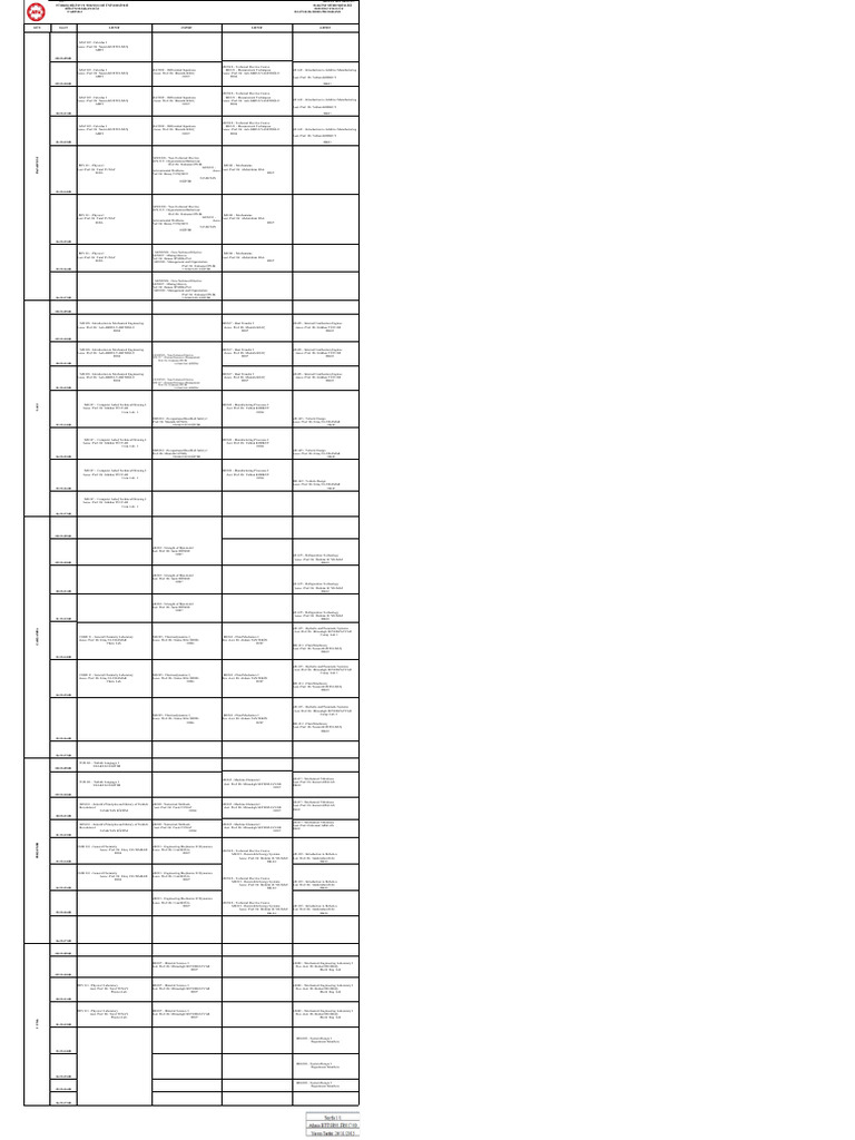 2023/2024 Mechanical Engineering Schedule | PDF | Laboratories ...
