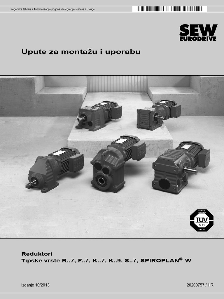 Upute Za Montažu I Uporabu: Reduktori Tipske Vrste R..7, F..7, K..7, K ...