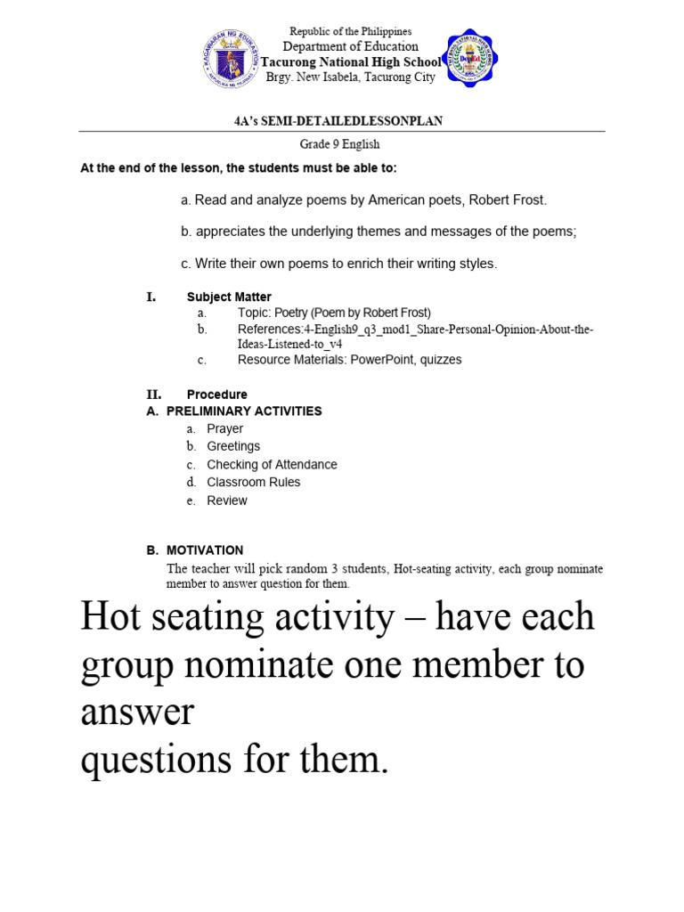 LP Q3 WK 4, M1. POEMS | PDF | Learning | Human Communication