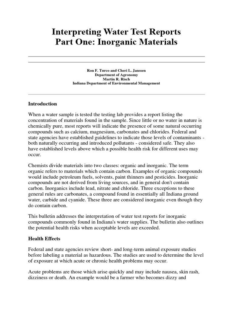 Interpreting Water Test Reports | PDF | Nitrate | Drinking Water