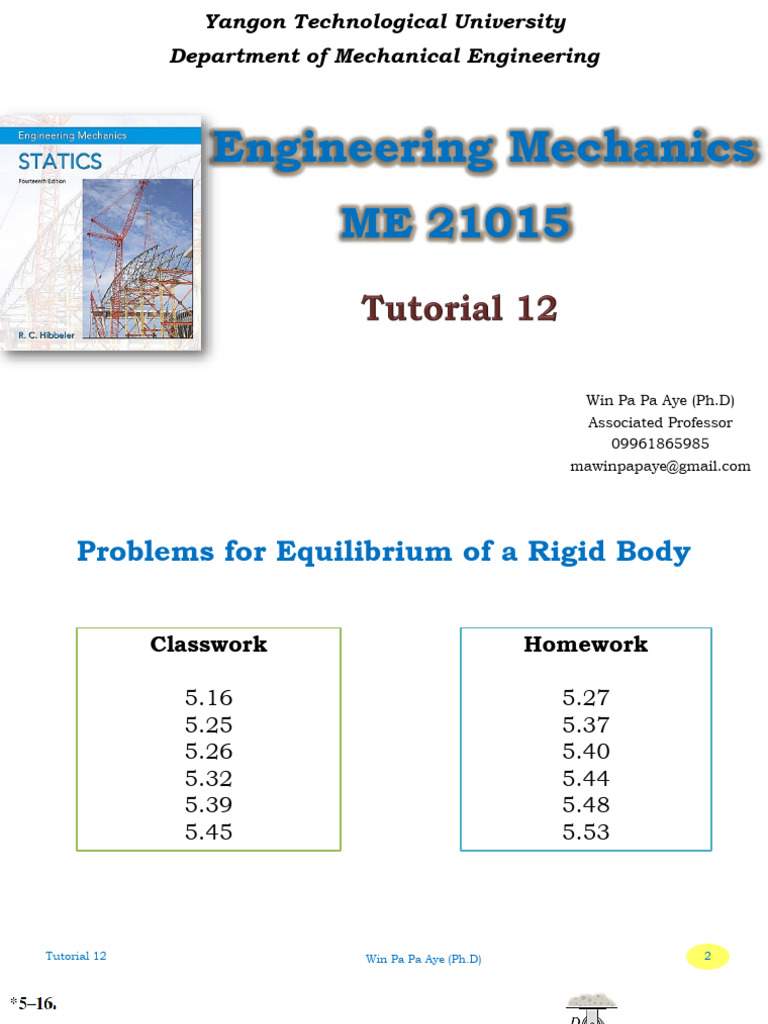 Mechanics Tuto 12 | PDF