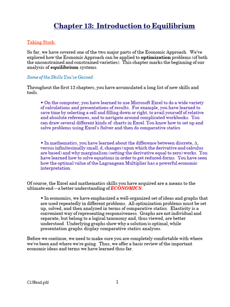 Introduction To Equilibrium | PDF | Economic Equilibrium | Mathematical ...