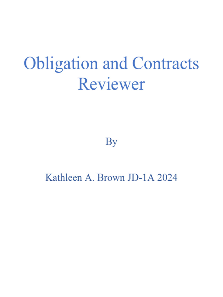 OBLICON Reviewer by Brown Kathleen A. | PDF | Guarantee | Payments