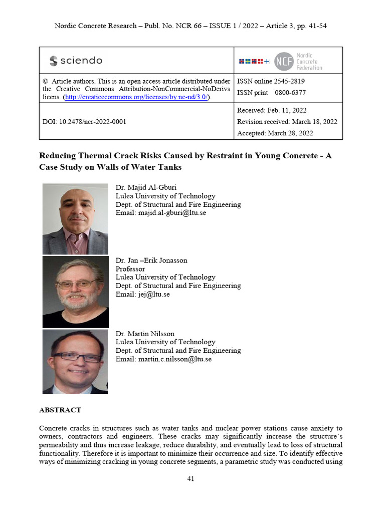 Reducing Thermal Crack Risks Caused by Restraint in Young Concrete A ...