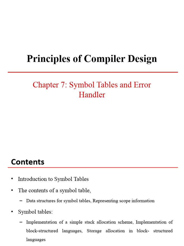 Chapter 7 Symbol Tables and Error Handler | PDF | Data Type | Programming Language
