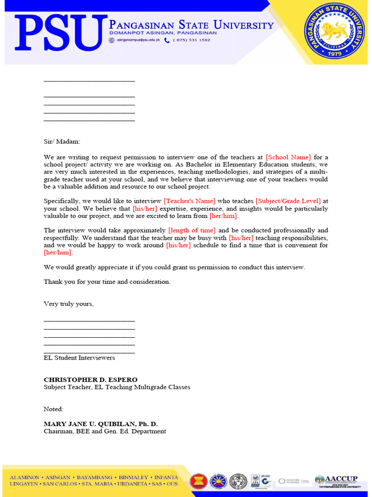 Letter To Interview | PDF