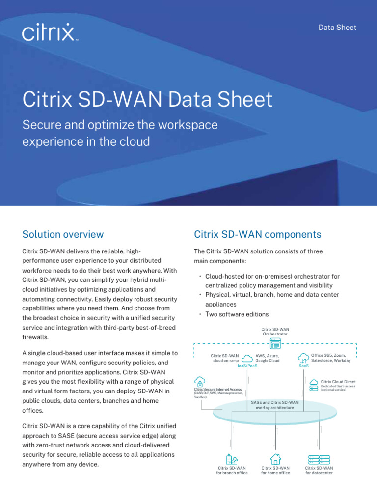 Citrix SD Wan Data Sheet | PDF | Cloud Computing | Computer Network