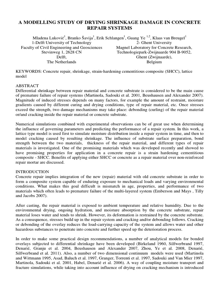 A Modelling Study of Drying Shrinkage Da | PDF | Fracture | Concrete