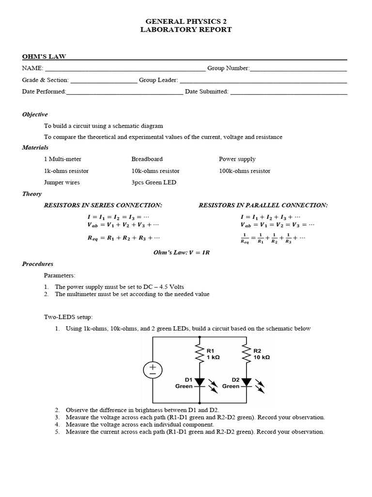 LAB Ohms Law | PDF | Resistor | Volt