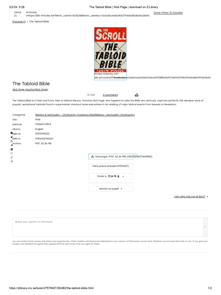 The Tabloid Bible Overview | PDF