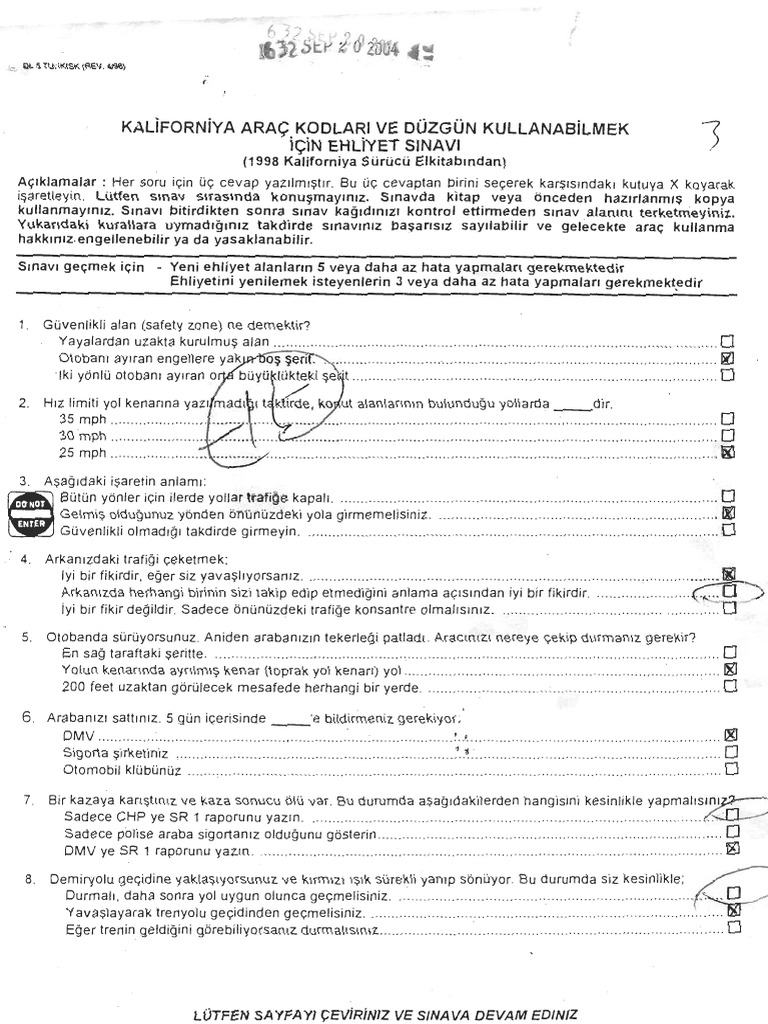 Ehliyet Sinav 10 | PDF