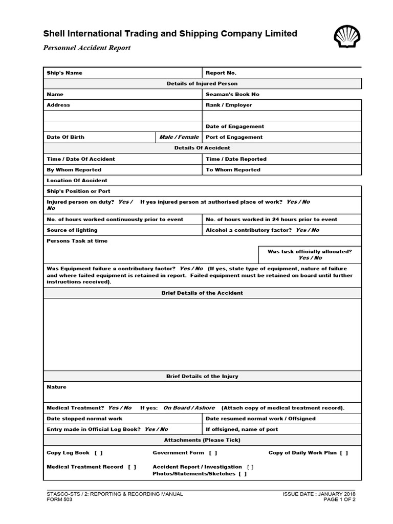 Form 503 Personnel Accident Report | PDF