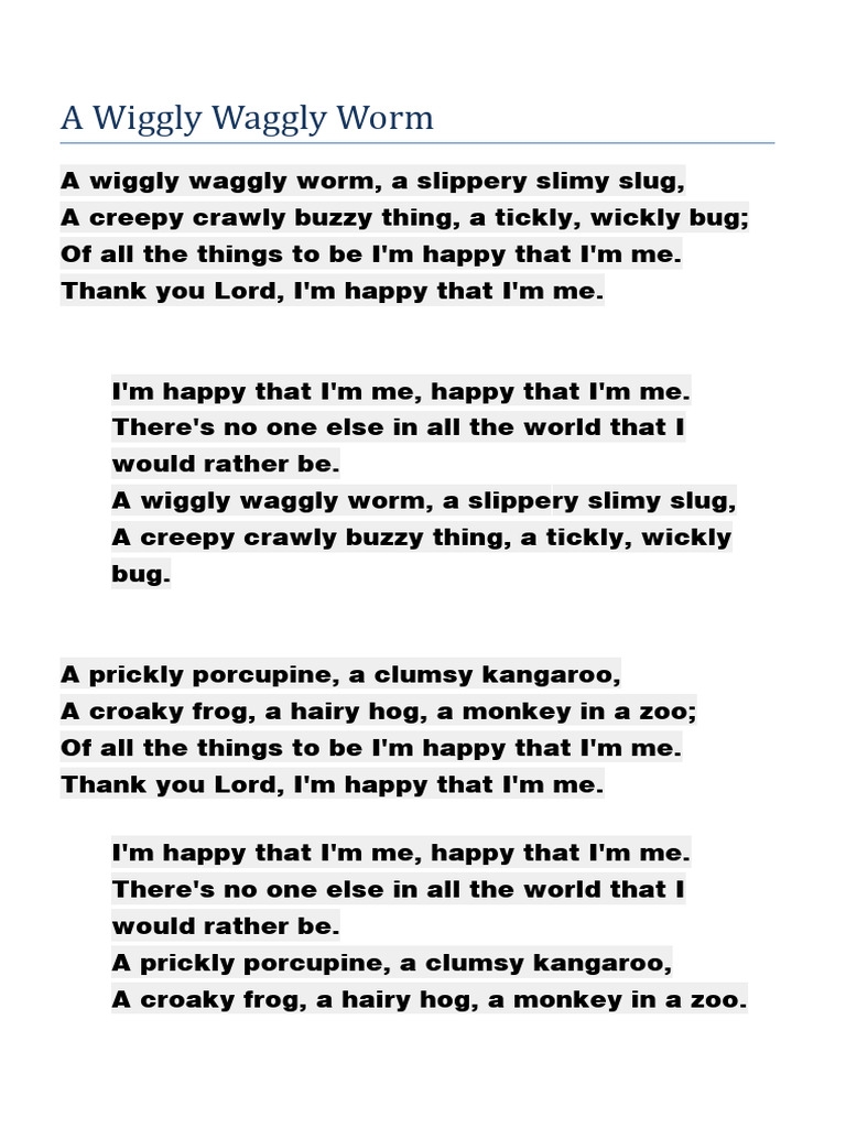 A Wiggly Waggly Worm | PDF | Cooking, Food & Wine | Religion & Spirituality