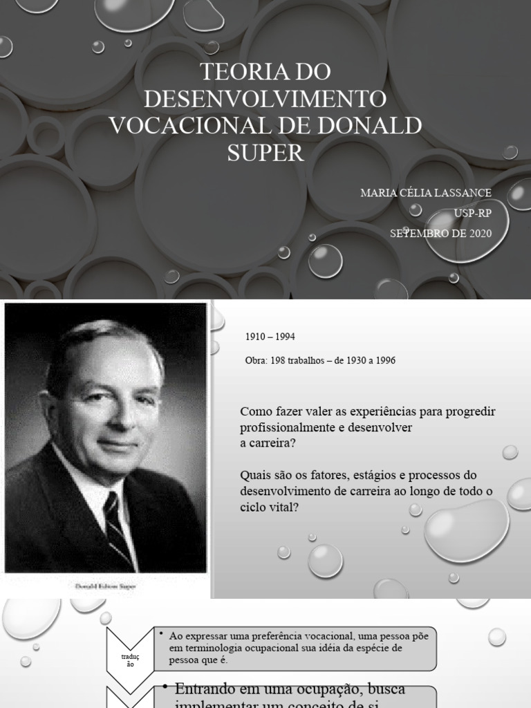 Teoria Vocacional de Donald Super | PDF | Pensamento | Conhecimento