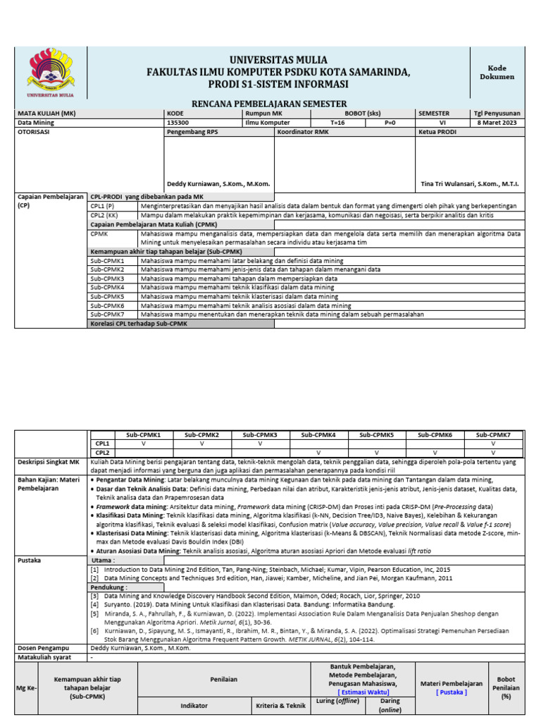 RPS OBE - Data Mining | PDF