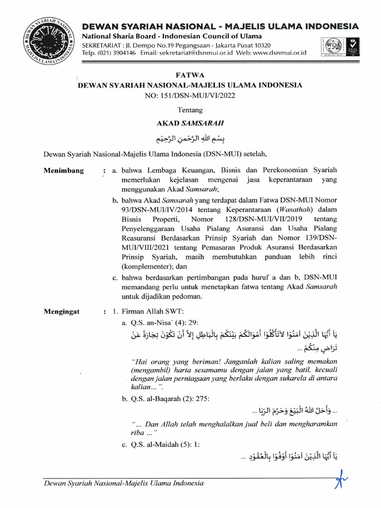 Fatwa DSN-MUI: Panduan Akad Samsarah | PDF