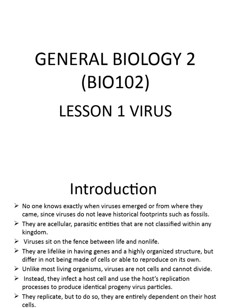BIO102 Lesson 1 | PDF | Virus | Sense (Molecular Biology)