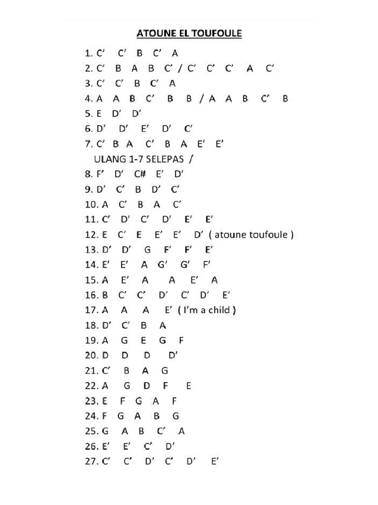 Skor Rekoder Atouna | PDF