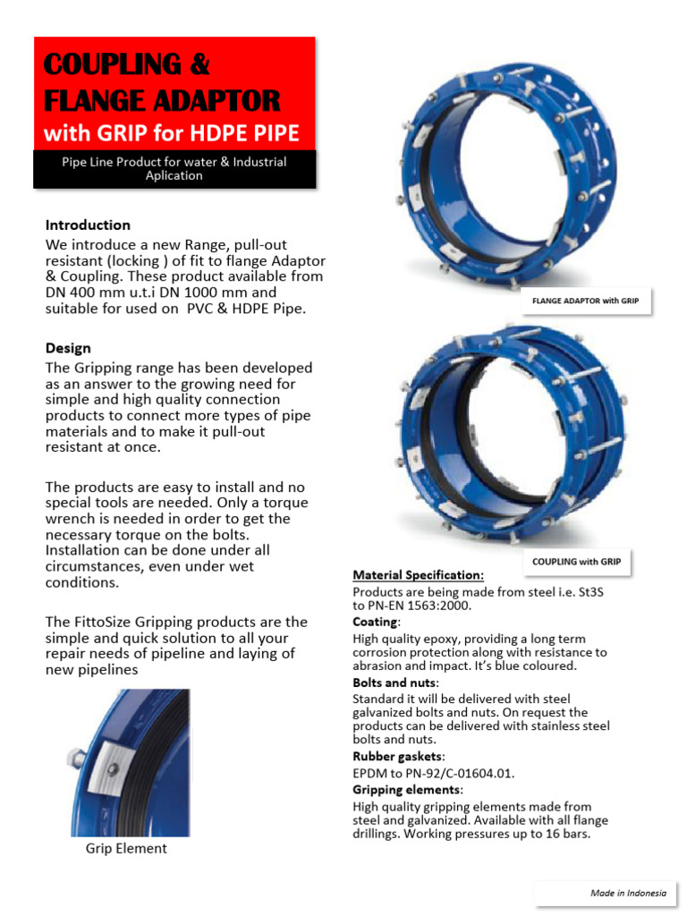 Flange Adaptor & Coupling With Grip For Hdpe Pipe-1 | PDF | Pipe (Fluid Conveyance) | Industrial ...