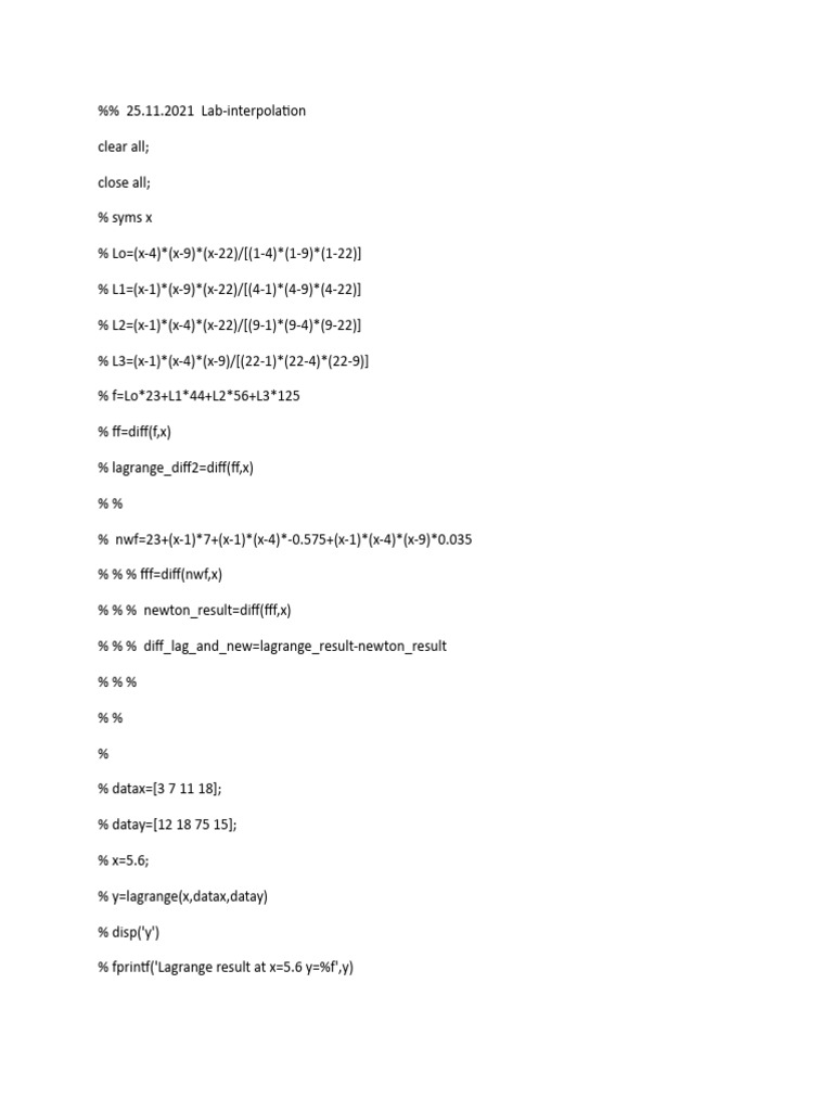 Lab Interp | Download Free PDF | Interpolation | Applied Mathematics