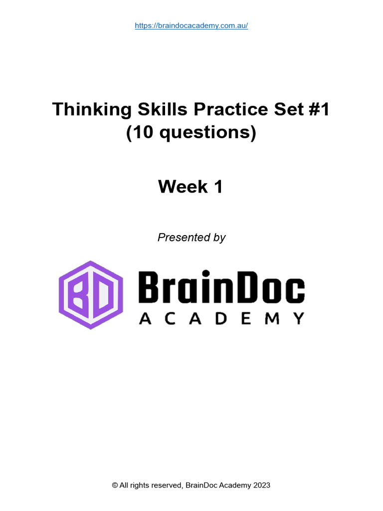 Thinking Skills Practice Set Week 1 | PDF