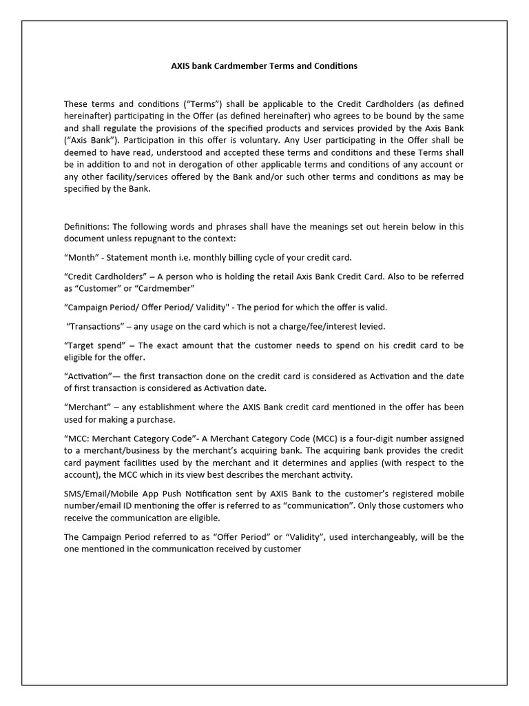 Rewards Credit Card Terms and Conditions | PDF | Credit Card | Loyalty ...